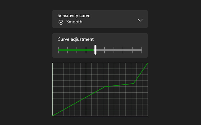 Adjusting the controller stick settings in the Xbox Accessories app ...